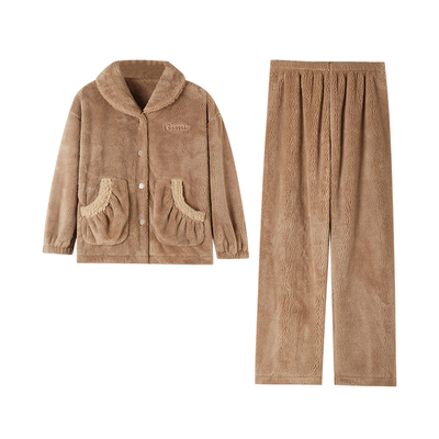 珊瑚绒睡衣女冬季加厚加绒2025年新款可外穿家居服秋冬舒棉绒套装