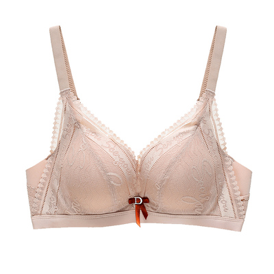 莹嫦乳胶内衣女无钢圈厚款小胸聚拢性感蕾丝收副乳文胸罩套装2174