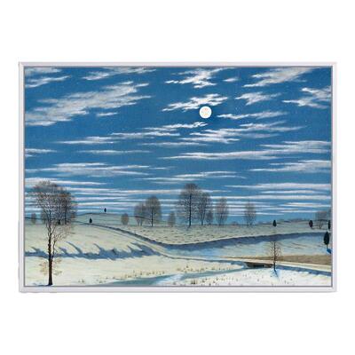 皎洁冬夜冬日乡村雪景月亮月光宁静风景大都会博物馆旁白装饰画