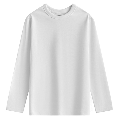 春秋凉感液氨全棉圆领长袖T恤男