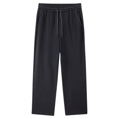 【商场同款】太平鸟男装 冬季黑色直筒休闲裤B2GME4190