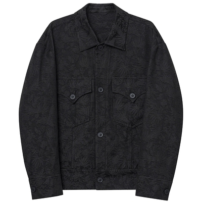 JDV商场同款黑色棉质提花夹克