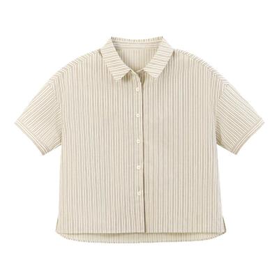 bbfer本依凡夏季亚麻衬衫女上衣WESCY0446高级感轻奢洋气条纹衬衣