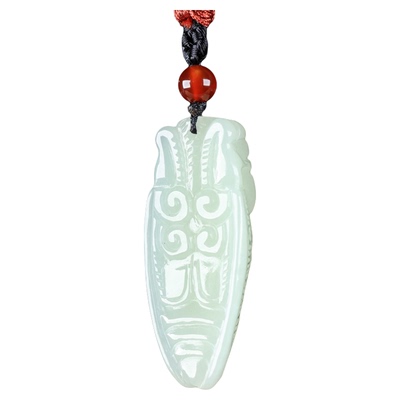 天然和田玉蝉吊坠项链白色玉石雕刻精致颈饰男女款蝉一鸣惊人挂件