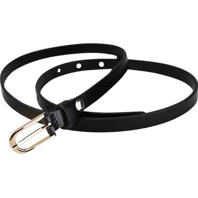 针扣黑色配裙子休闲青年装饰皮带