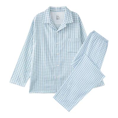 无印2025年春夏季新款双层纱布家居服套装男女情侣装全棉纯棉睡衣