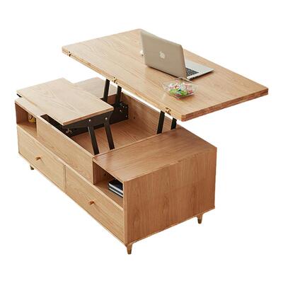 全实木北欧折叠桌升降茶几省空间