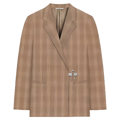 长袖宽松休闲格子西装