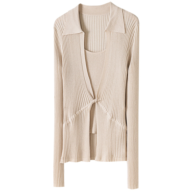 罗衣高级桑蚕丝假两件毛衣