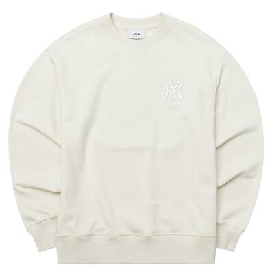 MLB正品男女情侣装大LOGO复古老花圆领套头衫休闲卫衣3AMTM0654-