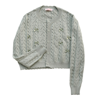 爱心镂空Lolita毛衣开衫复古针织jk开衫软妹长袖荷叶边少女可爱