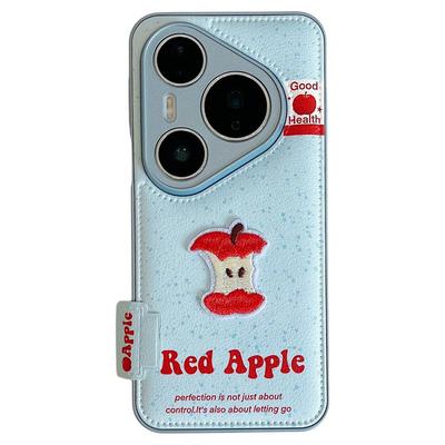 拓岚 适用华为pura70pro+新款手机壳Pura80ultra韩风蓝色泼墨p60创意立体刺绣苹果mate80pro/70/60皮质挂绳女