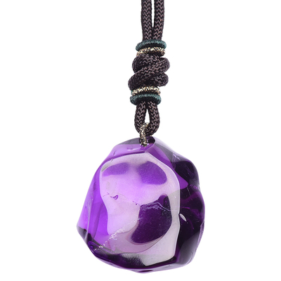 天然紫水晶原石形态随型吊坠把玩