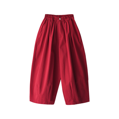 宽松宽腿灯笼纯棉九分休闲裤