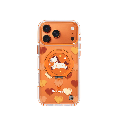 SHEHENG ×爱心小马适用苹果17手机壳17Promax磁吸高级16Pro潮牌13旋转支架一体壳14/15新年2026保护套女Ro8