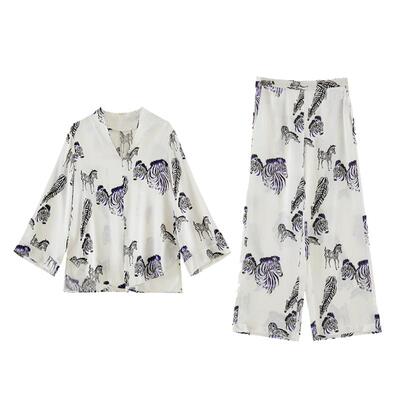 明星同款』丝侬水墨斑马真丝睡衣