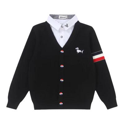 气质毛衣条纹小狗刺绣三色