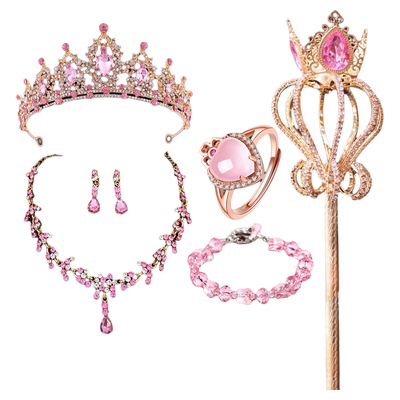 6件皇冠项链耳环+戒指手链魔法棒