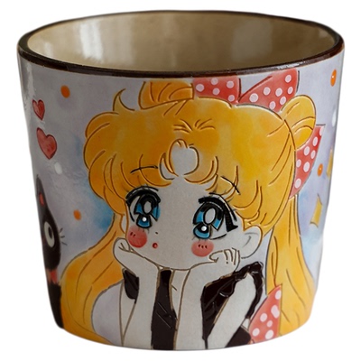 闲生器物景德镇陶瓷马克杯可爱雕刻咖啡杯茶杯情侣美少女杯子