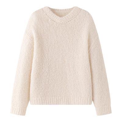 A Memory Inside重磅羊驼羊毛针织衫女上衣早秋慵懒圆领镂空毛衣