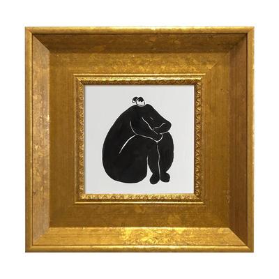 小众中古金箔实木框咖啡厅装饰画