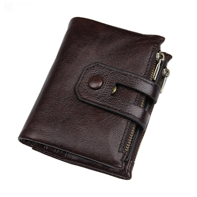 手工软牛皮复古风卡位短款钱包