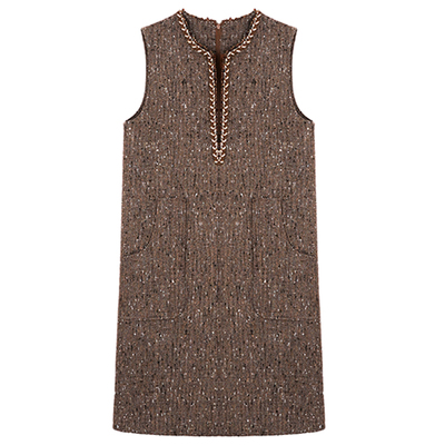 柒院家大码圆领小香风背心连衣裙