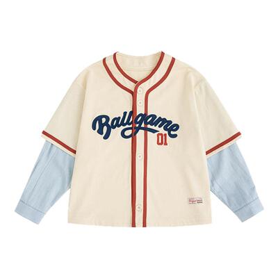 lt'sSmile棒球牛仔开衫