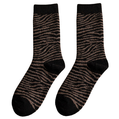 羊毛袜袜子中筒斑马条纹堆堆袜