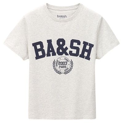 bash2026新款夏季简约基础款短袖T恤女logo印花纯色上衣1E26IONI