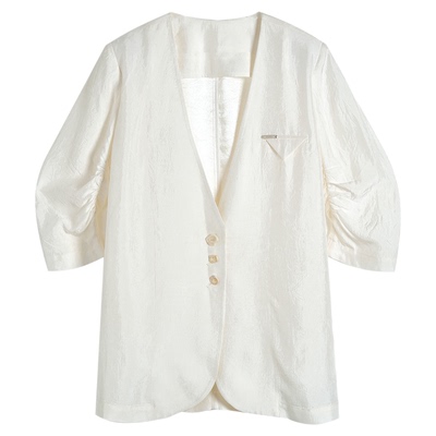 V领防晒宽松休闲皱感醋酸小西装