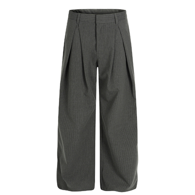 2Messages 老钱风弯刀A字阔腿西裤 男女复古立体褶垂感设计感长裤