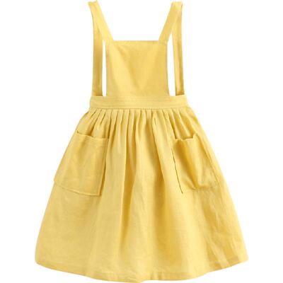女童夏装亚麻吊带连衣裙