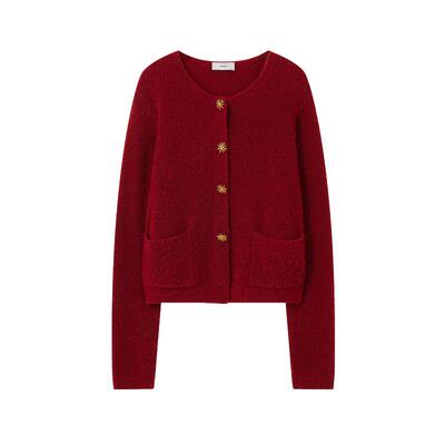 ICE DUST x LOOKNOW2025冬季新款太阳花扣针织开衫