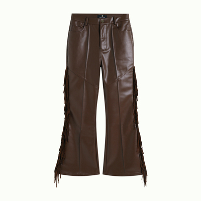 西部真皮流苏喇叭皮裤