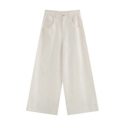 私服定制毛苏边拖地牛仔裤