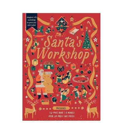 【现货】圣诞老人的工作坊（含可搭建模型+超过30个互动角色）英文儿童趣味套装进口原版书Santa's Workshop Fiona Munro Quarto