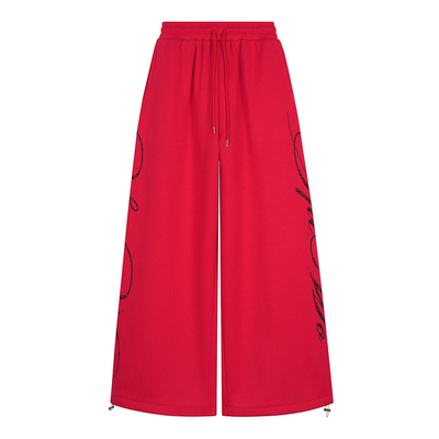 美式慵懒烫钻字母抽绳阔腿卫裤