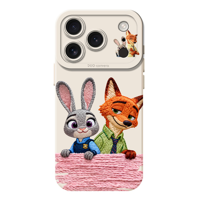 适用毛线情侣手机壳尼克朱迪兔子