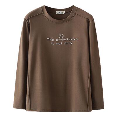 胖mmt恤大码字母印花长袖打底衫