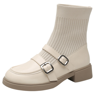 袜靴时尚休闲粗跟套脚