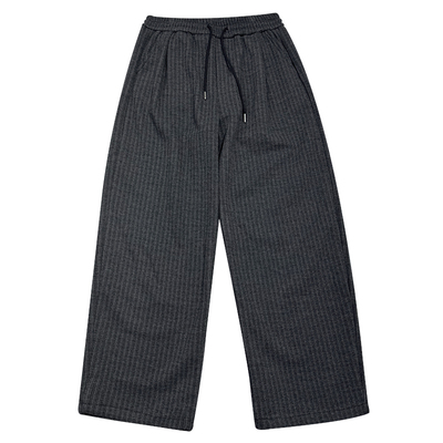 抽绳条纹肌理感直筒加绒卫裤男