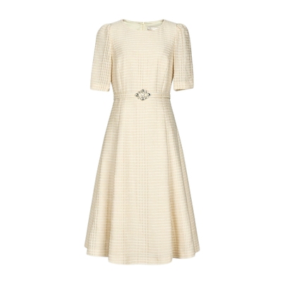 MOJO优雅米白条纹连衣裙