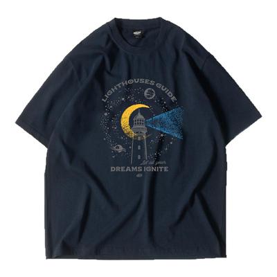 灯塔星空印花短袖T恤2025新款