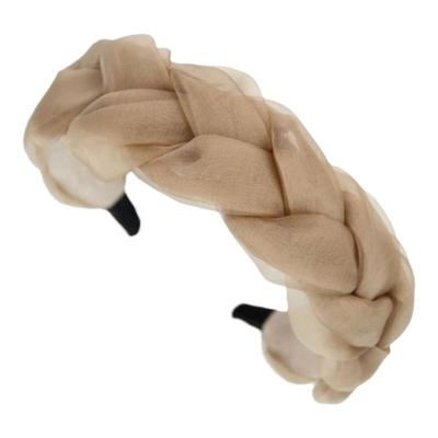 真丝欧根纱高颅顶立体编织宽发箍