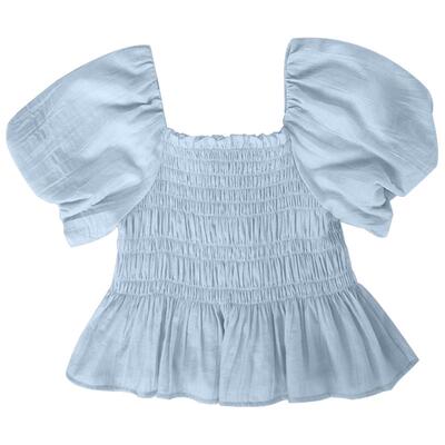 zklin法式简约方领泡泡袖清新