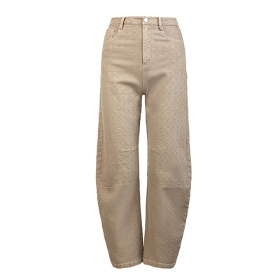 sdeer圣迪奥女装25年新品复古高腰插袋印花弯刀裤长裤S253Z0822