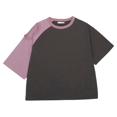 BUCH WEAR T恤女2026夏季新款个性拼色不规则露肩短袖上衣667507