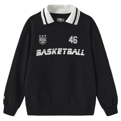 nbakids童装男童短袖撞色POLO领长袖卫衣儿童上衣K241TS050P