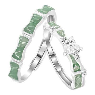 KOOKISS新中式竹925银情侣对戒